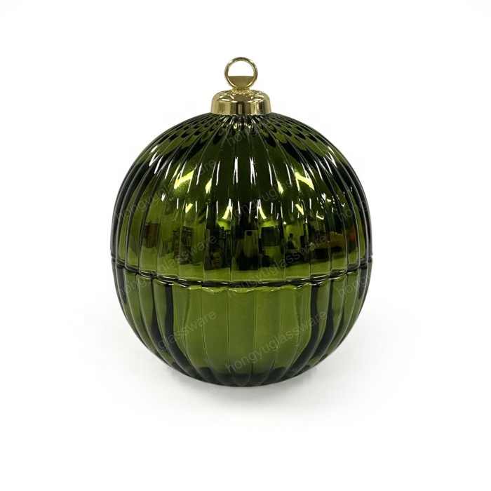 HONGYU Wholesale Christmas Red Ribbed Candle Glass Hanging for Ball ...