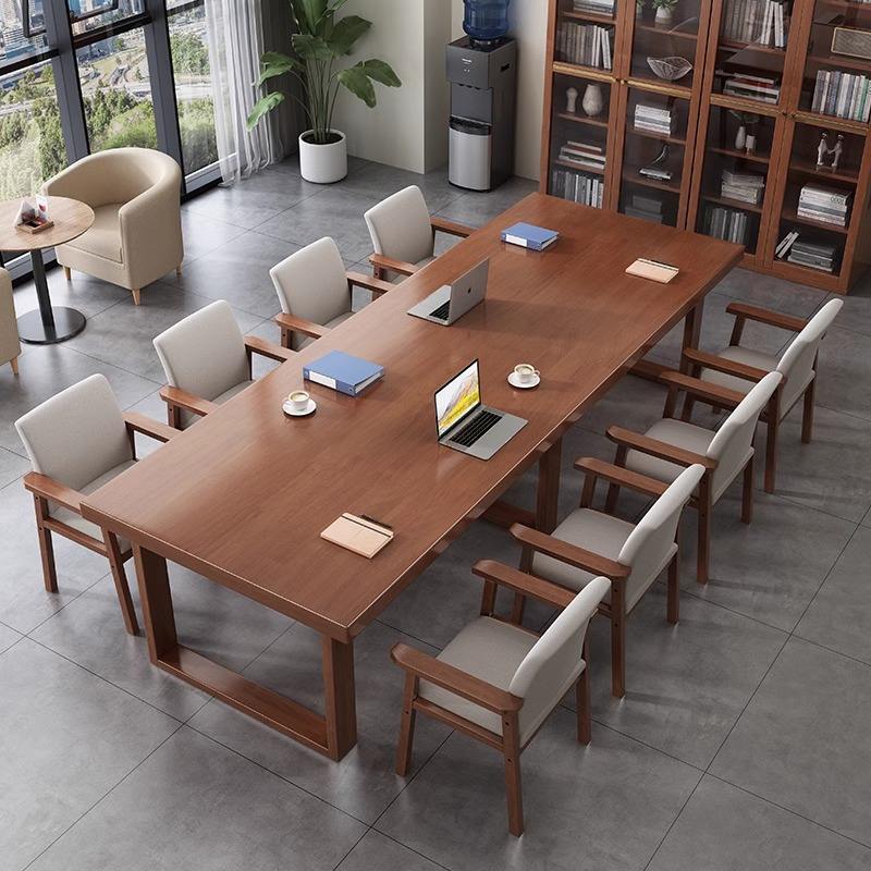 Solid Wood Commercial Conference Table Negotiation Computer Work Desk ...