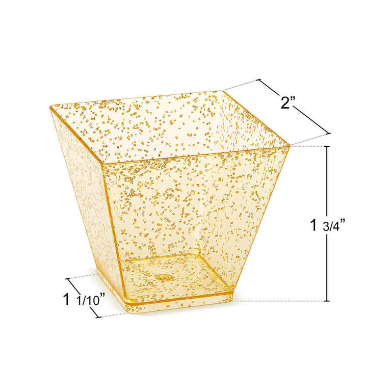 Small 60ml Gold Point Square Plastic Cup Spoon Single Wall PS PP for ...