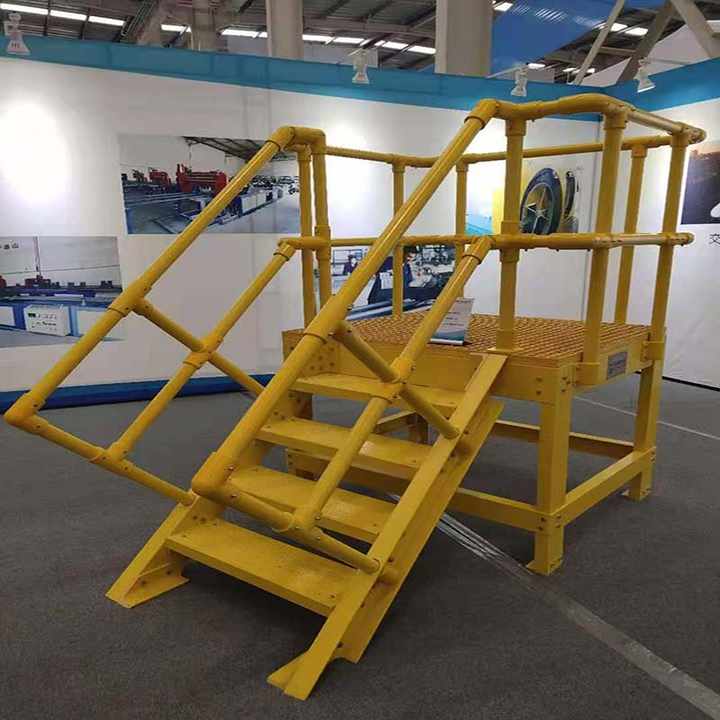 FRP GRP Platform Ladder with Handrails Customized Guardrails and ...