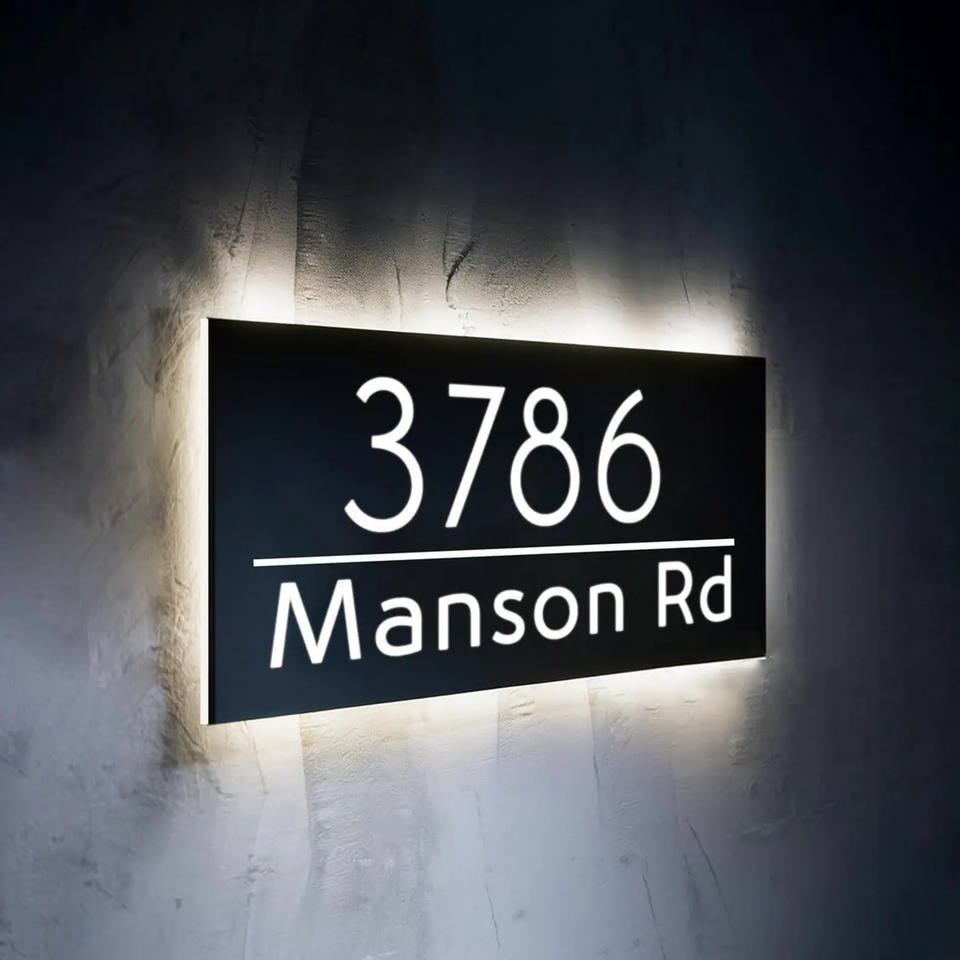 Modern House Number Sign Custom Backlit House Number Street Sign ...