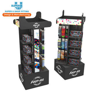 Custom Round Rotating Sock Counter Display Rack - POP Up