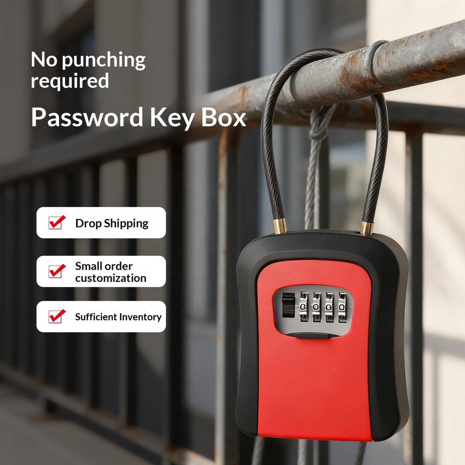 AJF ABS Mechanical Password Key Box with Wire Rope Punch-Free Design ...