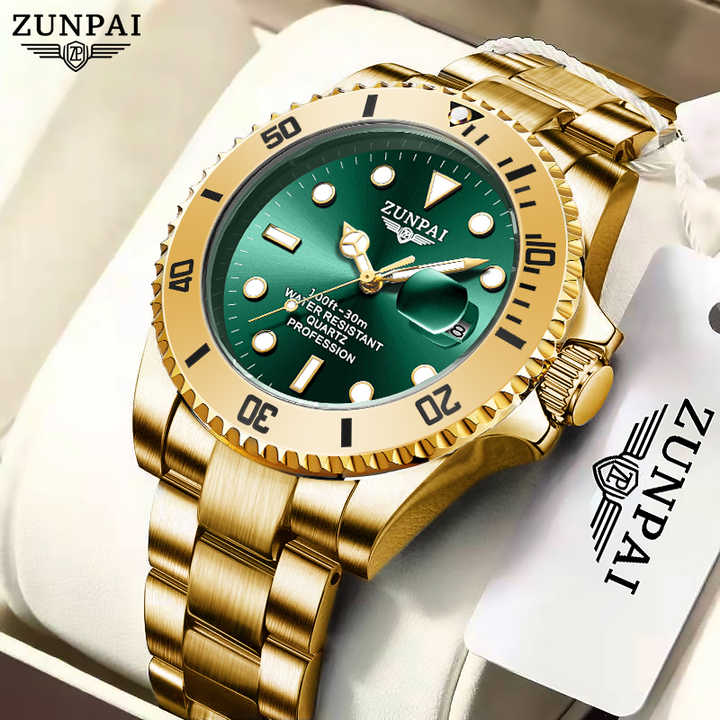 ZUNPAI Men's Waterproof Sports Watch - Stainless Steel Analog Diving ...