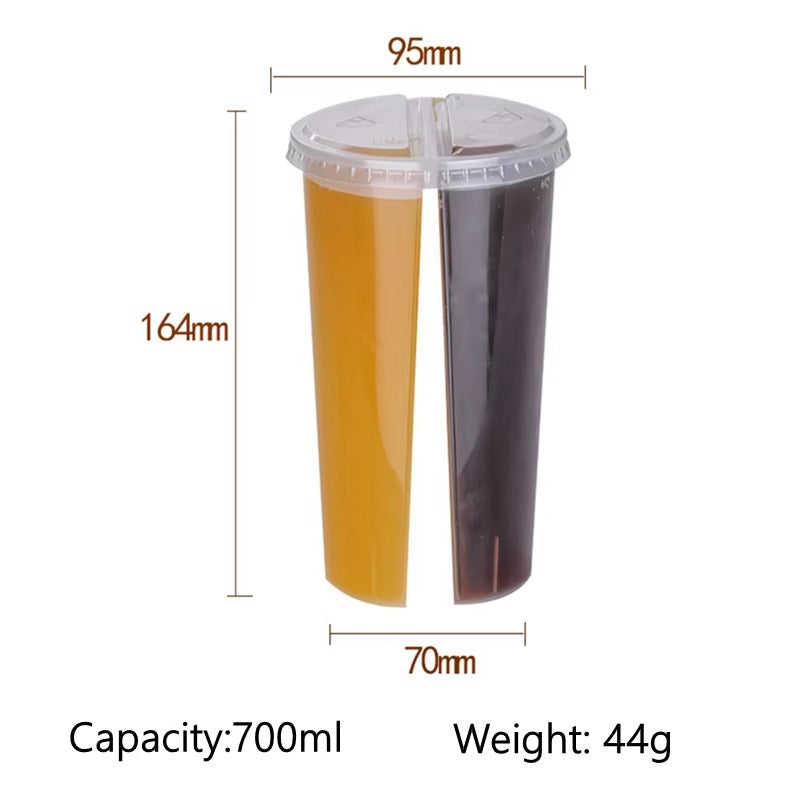 Heavy Duty Custom 700ml 2 Compartment PP Plastic Cup
