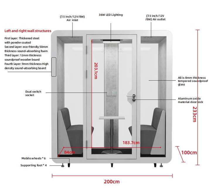Meeting Pod for 4 Person Silence Booth Sofa Set Office Furniture Work ...