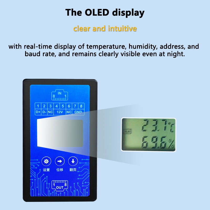 RS485 Temperature Humidity Sensor RJ45 Interface Magnetic Adsorption ...