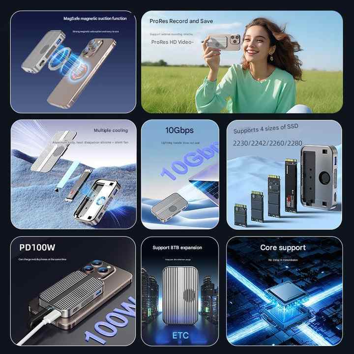 Customized NVMe Magnetic Hard Drive Box M.2 Mobile SSD Enclosure Type-C ...