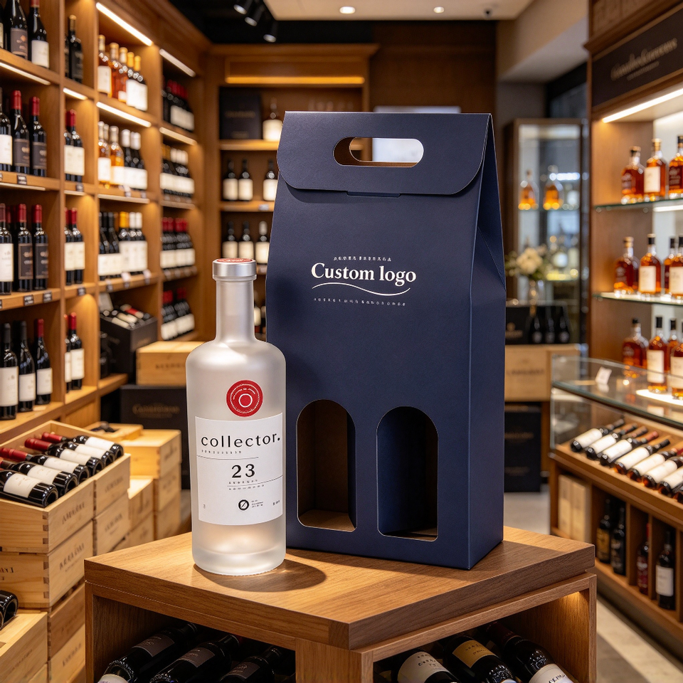 Paper Wine Bottle Carrier Box With Handle and Die Cut Window for Two ...