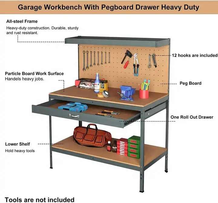 YS Workbench - Durable Metal Storage Solution for Garage