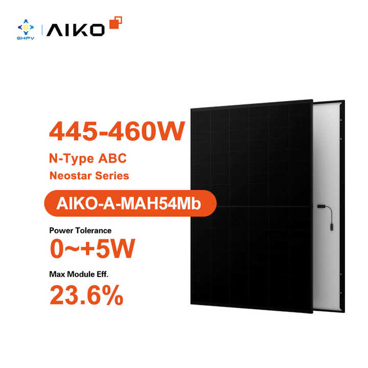 Aiko Solar 460W Abc All Black Solarpanel Single Face Aiko-A-Mah54Mb 445W 450W 455W N-Type Aiko ...