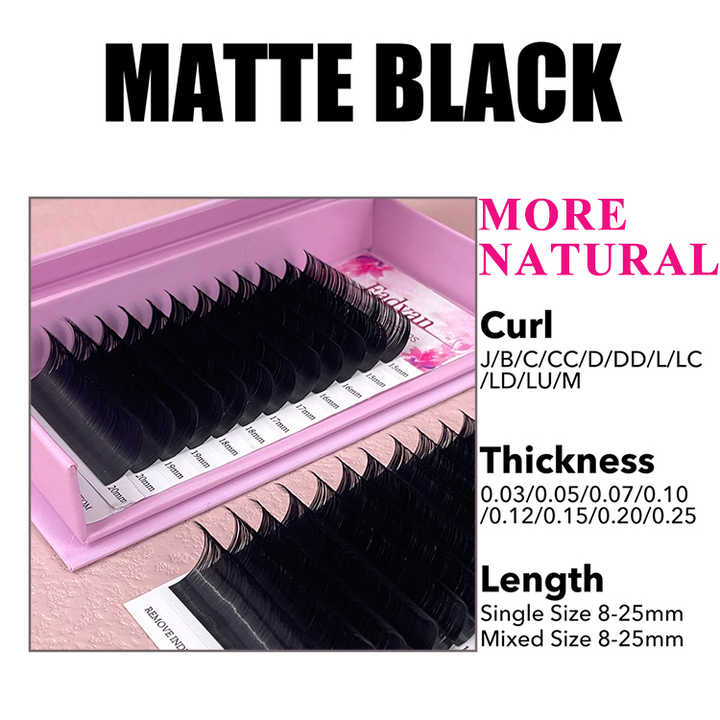 Wholesale 6-25mm Matte Black Eyelash Extensions - Fadvan