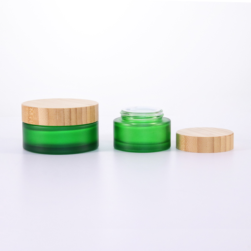 5g to 100g Matte Clear Glass Jars with Bamboo Lid for Cosmetics