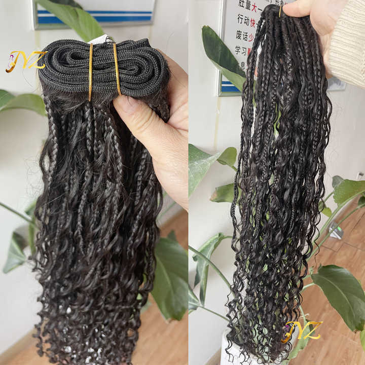 Double Weft Deep Wave Human Hair Boho Box Braid In Weft Bundles ...