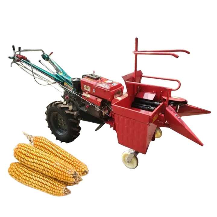 Agricultural Mini Corn Harvester Walking Tractor Driven Small Combined ...