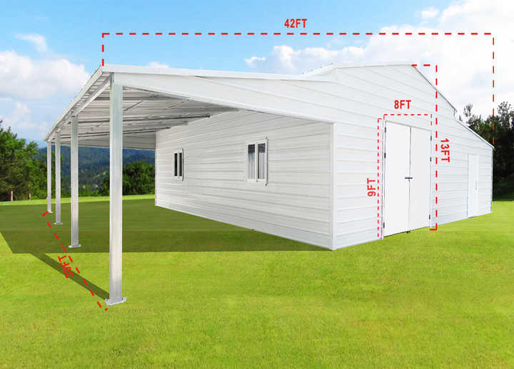 KJ Prefab Metal Garage Shed 42' x 30' - Durable Storage Solution for ...