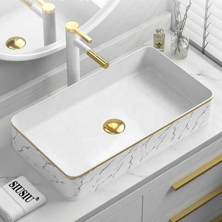 Modern Luxury Hotel Bathroom Vanity Hand Wash Basin Marble Style ...