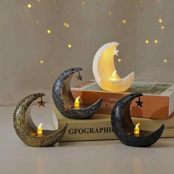 Islamic Gift Small Lighting Moon Star Lamp Ramadan Ornaments Decoration ...