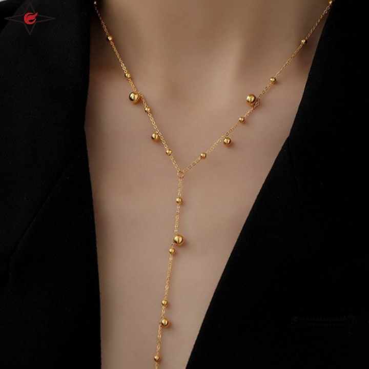 Custom Adjustable Gold Chain Y Shape Beaded Drop Necklace Stainless ...