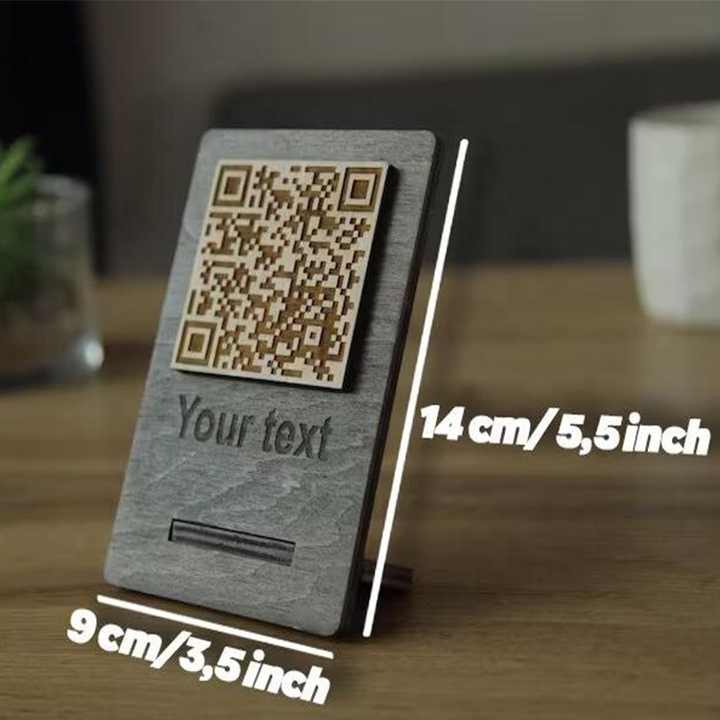 Custom QR Code Table Sign Wood Google Review NFC Display Stand| Alibaba.com
