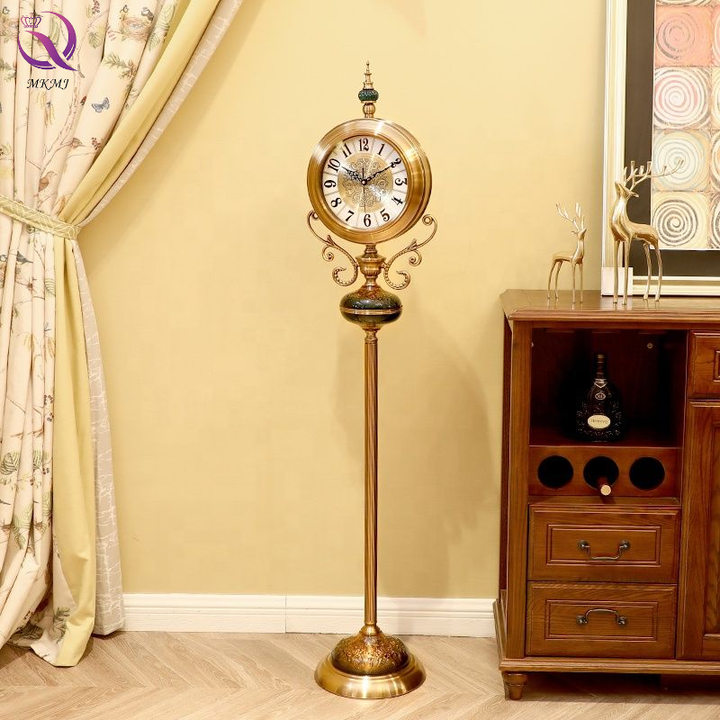 MKMJ Modern European Style Floor Clock Luxury Golden Copper Plated ...