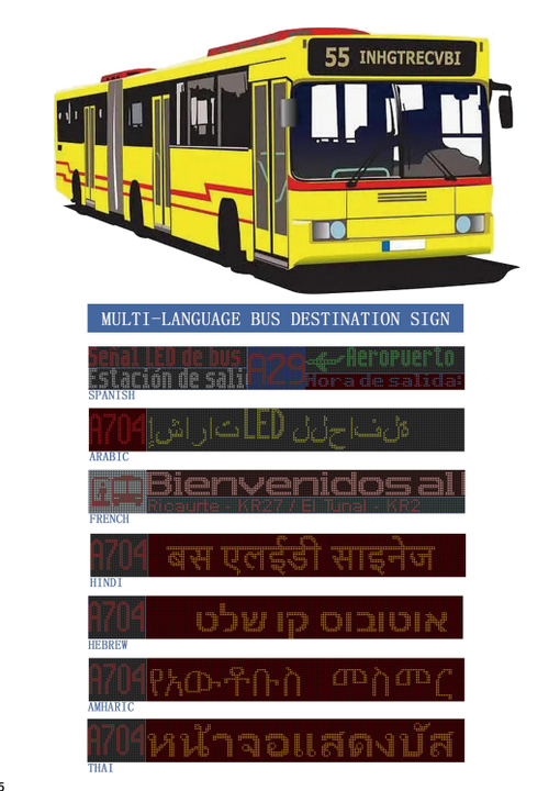 16x128 Led Screens for Buses Trade Passenger Information LED Display ...