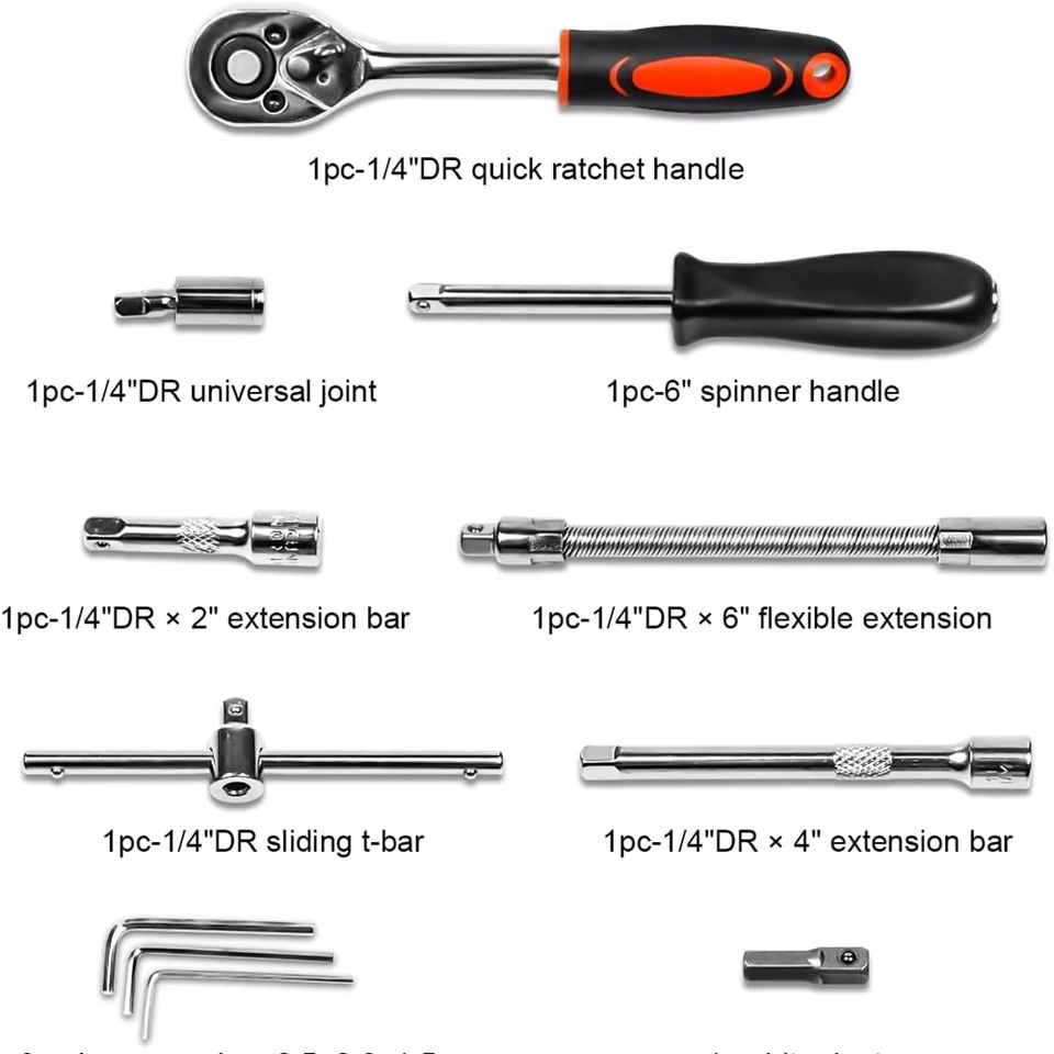 46-Piece 1/2-Inch Drive Socket Ratchet Wrench Set with Screw Driver ...