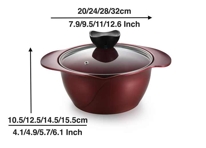 Custom Pot Sets Rose Shape Die Cast Aluminum Red Non-stick Coating Fry ...