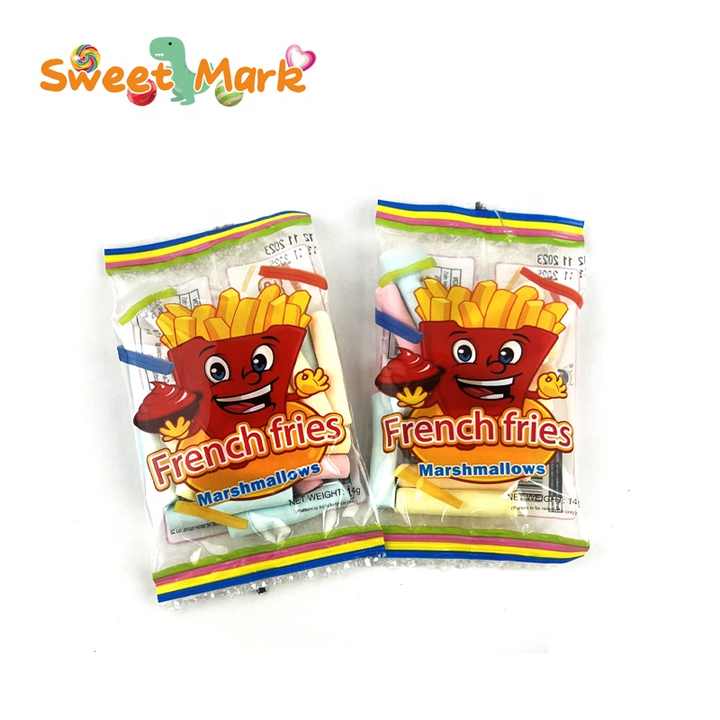 Halal VEG Snacks French Fries Marshmallow Colorful Sweet Soft Cotton ...