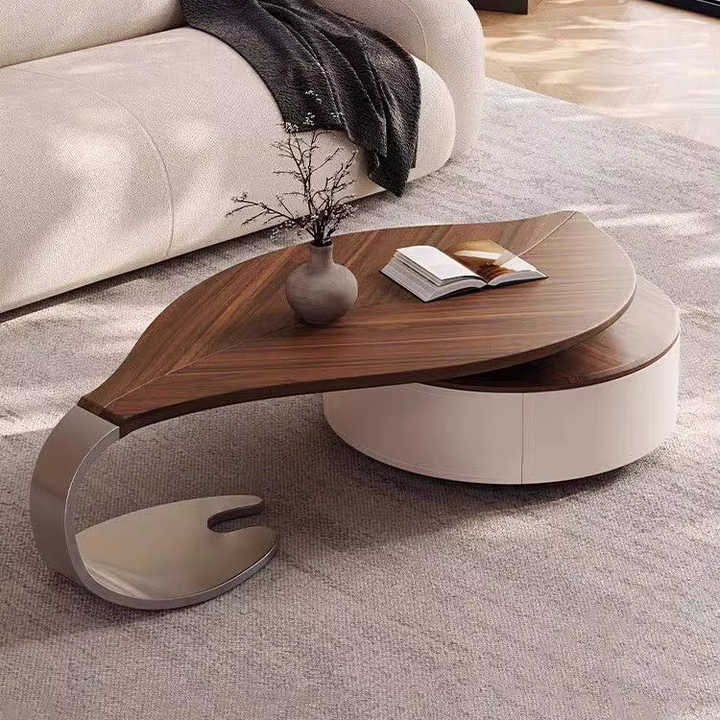 Modern Leaf-Shaped Walnut Veneer Coffee Tea Table Creative Special ...
