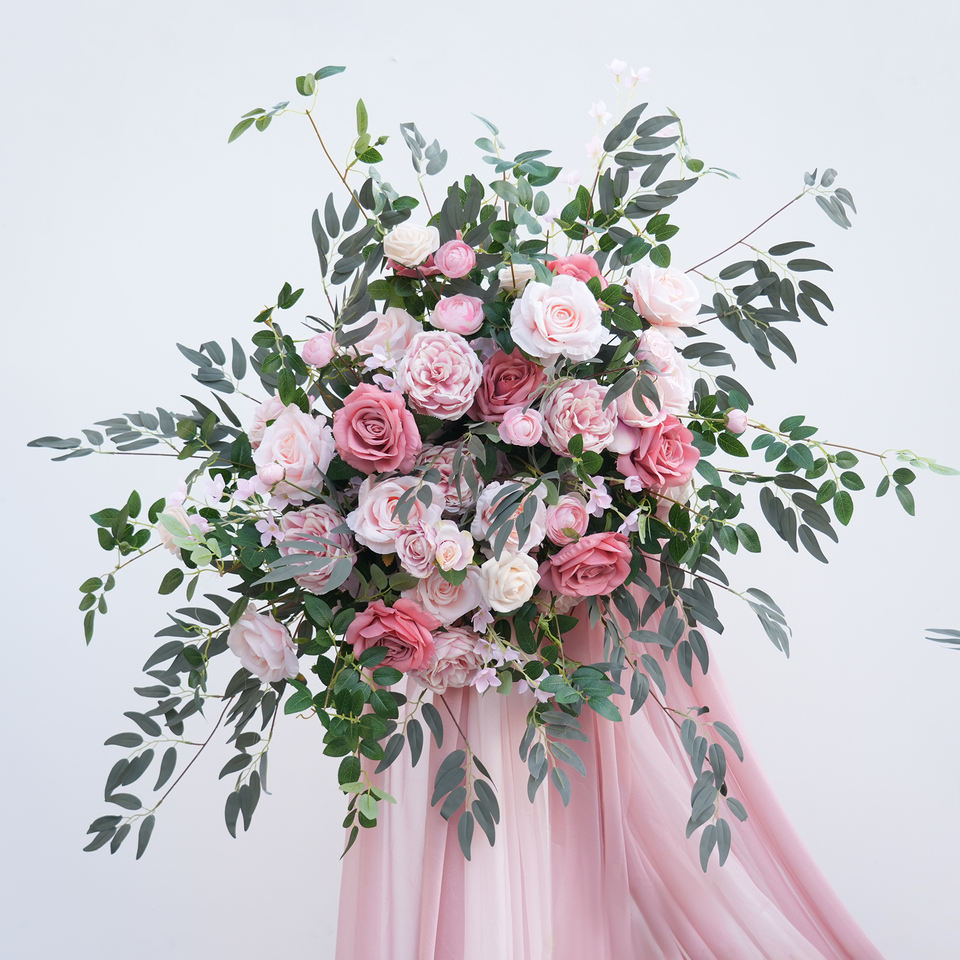 Angela Flower A9003 Artificial Bean Paste Pink Rose Greenery Hang ...