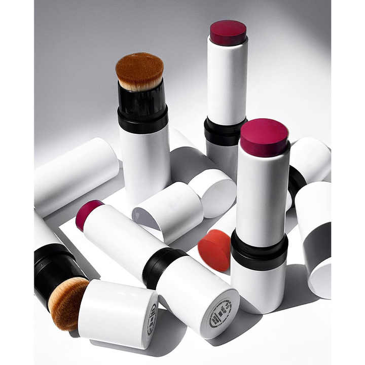 Wholesale Rose Red Vegan Cream Blush Stick with Brush Packaging Dual ...