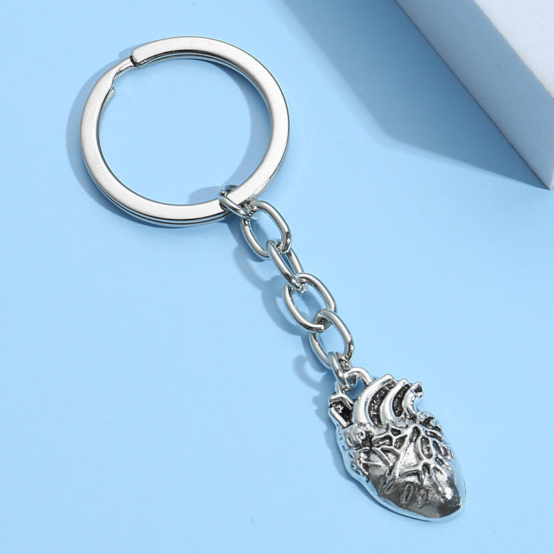 Wholesale 3D Human Organs Brain Keychain Metal Medical Silver