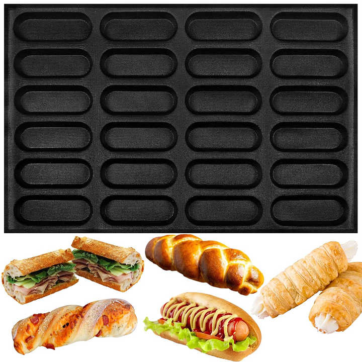 Silicone Perforated Bread Mold,28 Individual Oblong Baking Forms for ...