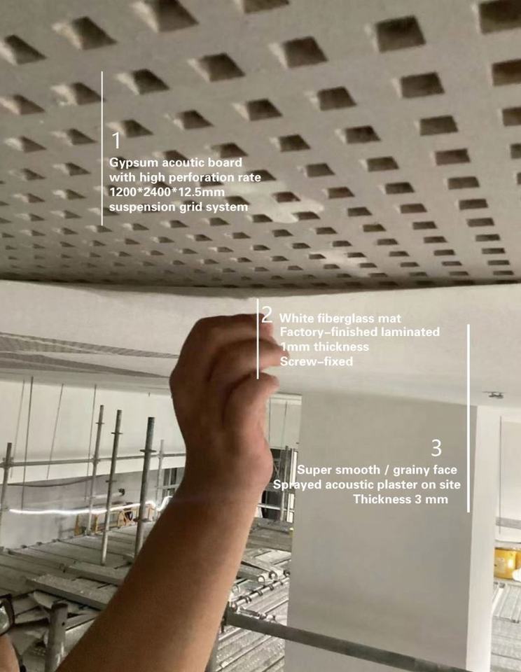 Monolithic Perforated Gypsumd Board Ceiling Ultra Smooth Acoustic ...