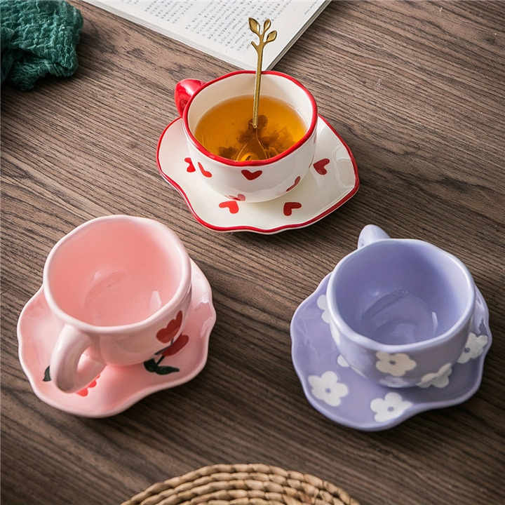 Modern Nordic pink Tulip Cute Girls Gift Small Porcelain Cup Set ...