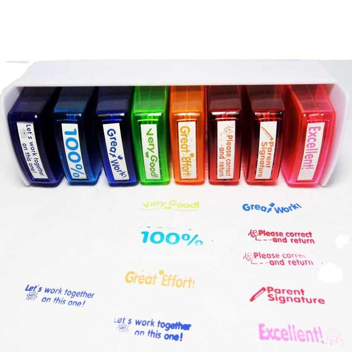 Office Stationery 8 in 1 - Funny Rubber Stamps for Teachers
