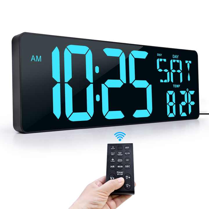 17.2-inch Extra Large Auto-dimming Alarm Led Digital Church Wall Clock With Remote Control ...