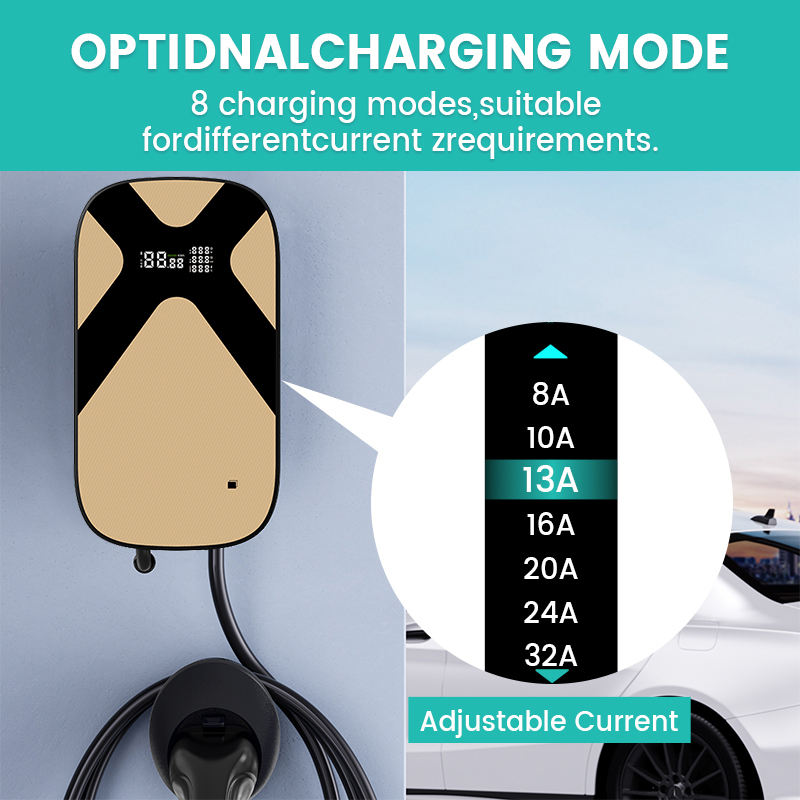 Wall-Mounted 7kW EV Charger Station App-Controlled Fast Charging IP55 ...
