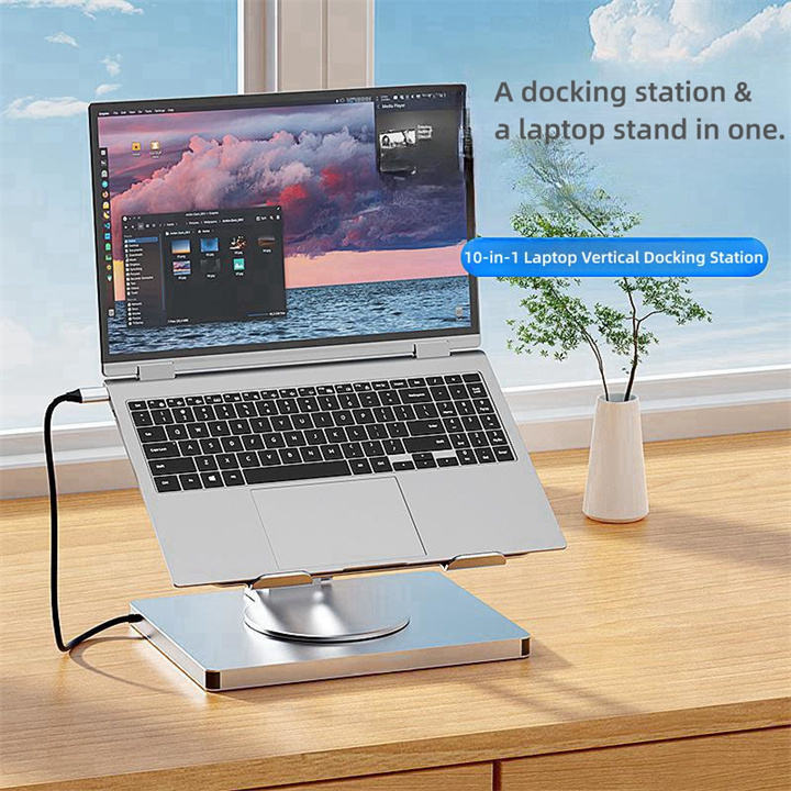 Portable Foldable Aluminum Alloy 360 Degree Rotating Laptop Hub Stand ...