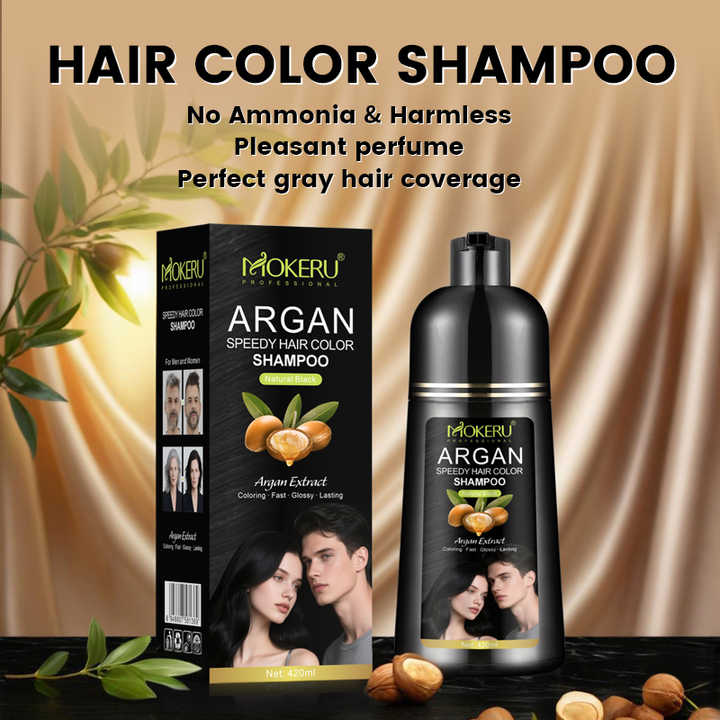 Mokeru 420ml Natural Herbal Hair Color Shampoo Ammonia Free Argan Oil ...