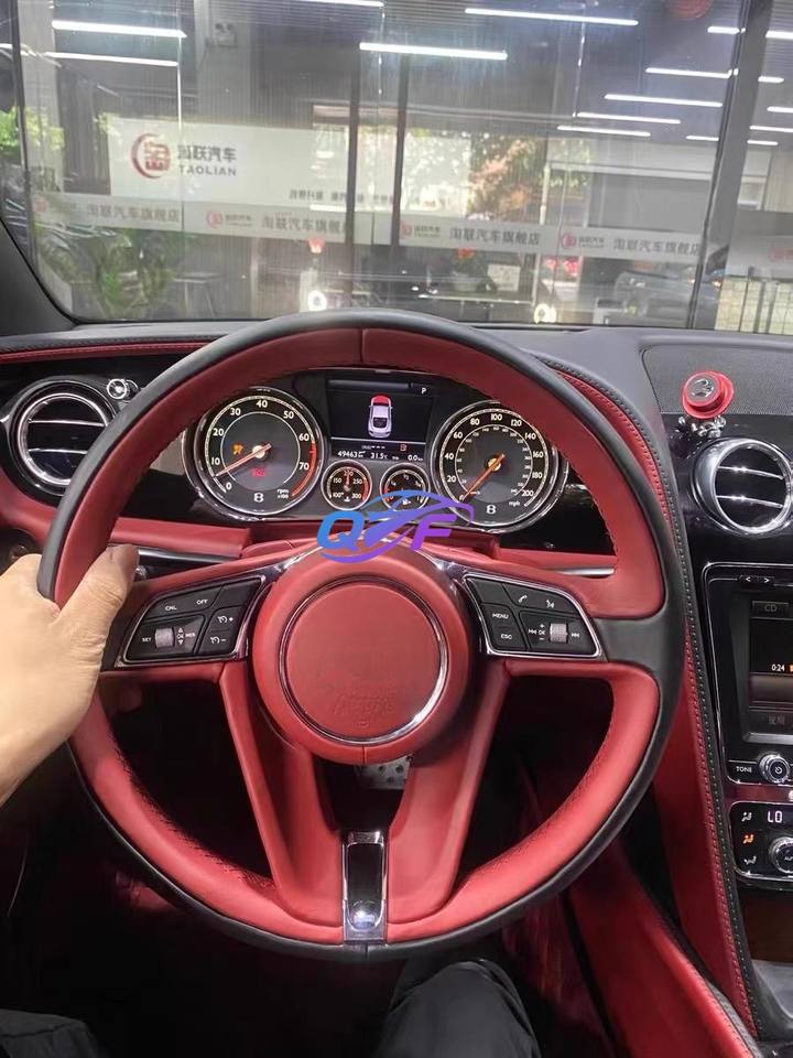 For Bentley GT LED Carbon Fiber Steering Wheel LED Display RPM Leather ...