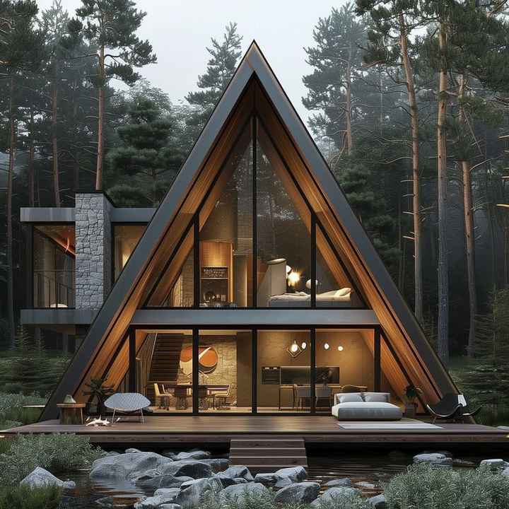 Custom Designed Outdoor Treated Wood Triangle Cottage Cabin