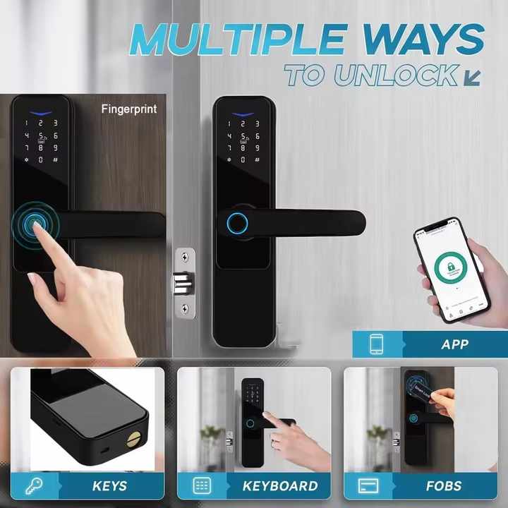 WiFi Smart Lock with Digital Fingerprint & Card Reader Electric Door ...
