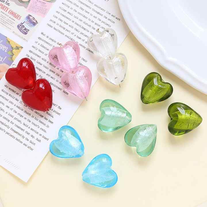 20mm Large Glass Heart Beads for DIY Jewelry Making, Earrings Necklace ...