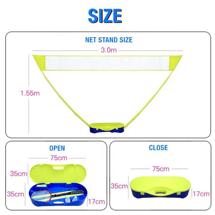 Outdoor Badminton Set - Portable and Adjustable Net Stand
