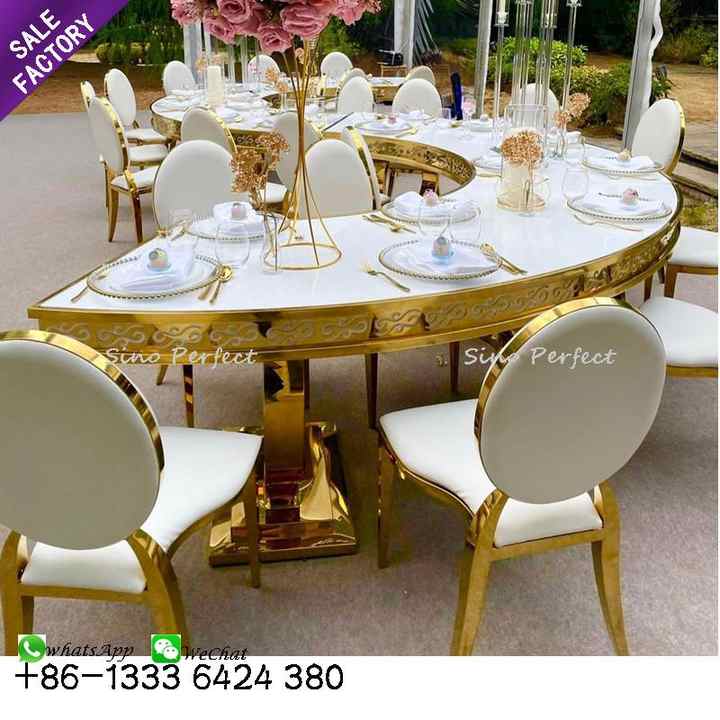 ODM Stainless Steel White Top Serpentine S Shape Events Dinner Table ...