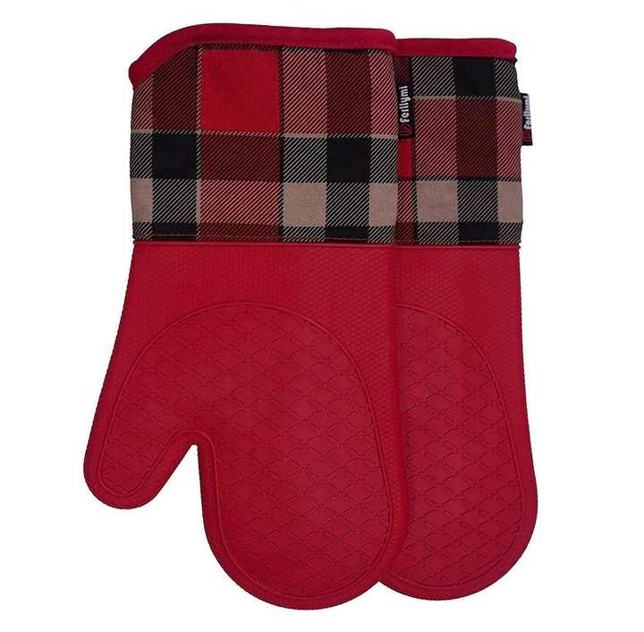 A Pair of Red Geometric Patterned Diamond Textured Silicone Non slip ...