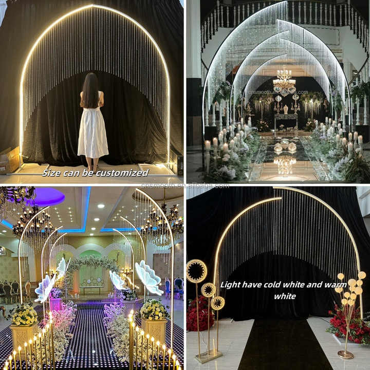 Exquisite Wedding Aisle Bead Metal Stand Light Decoration