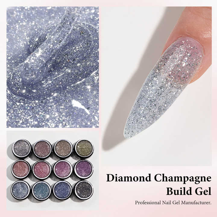 New Arrival High Quality Diamond Champagne Build Gel 15g/30g/50g OEM ...